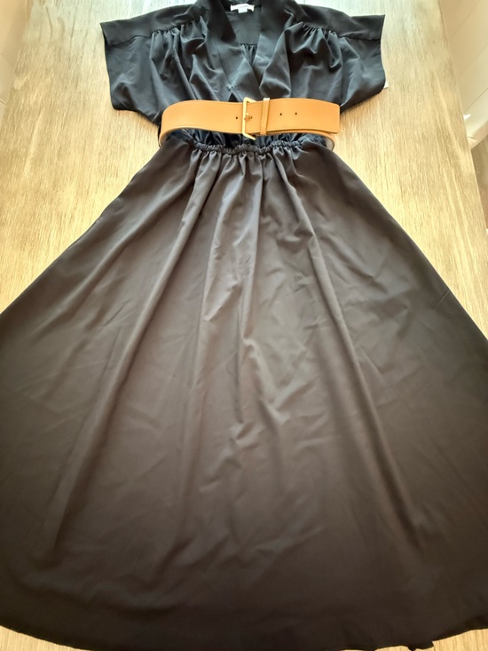Calvin Klein | Dresses | Calvin Klein Black Maxi Dress With Tan Waist ...